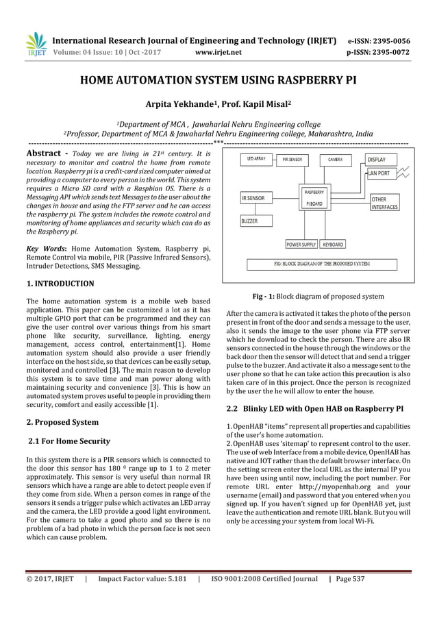 Home Automation System using Raspberry Pi | PDF