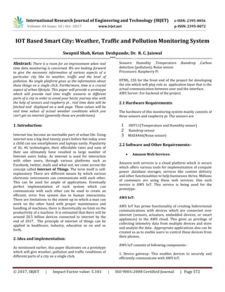 IOT Based Smart City: Weather, Traffic and Pollution Monitoring System | PDF