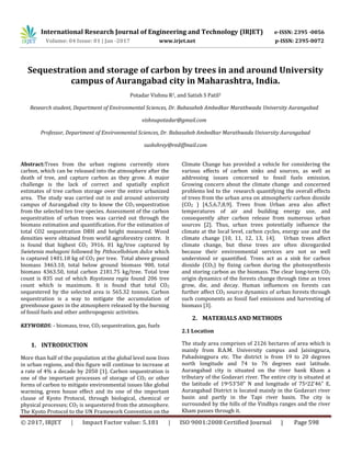 Sequestration and storage of carbon by trees in and around University ...