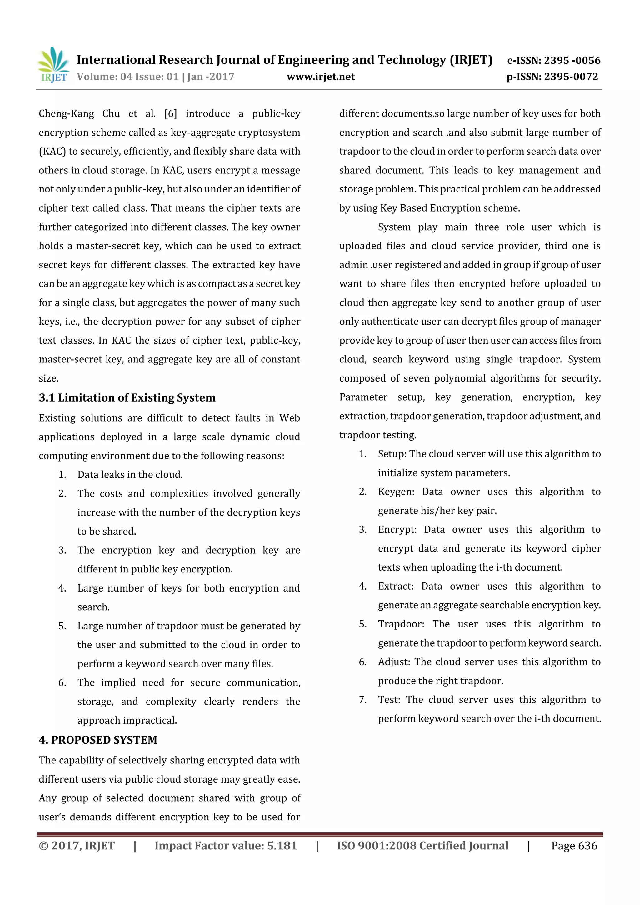 Review On Key Based Encryption Scheme For Secure Data Sharing On Cloud Pdf