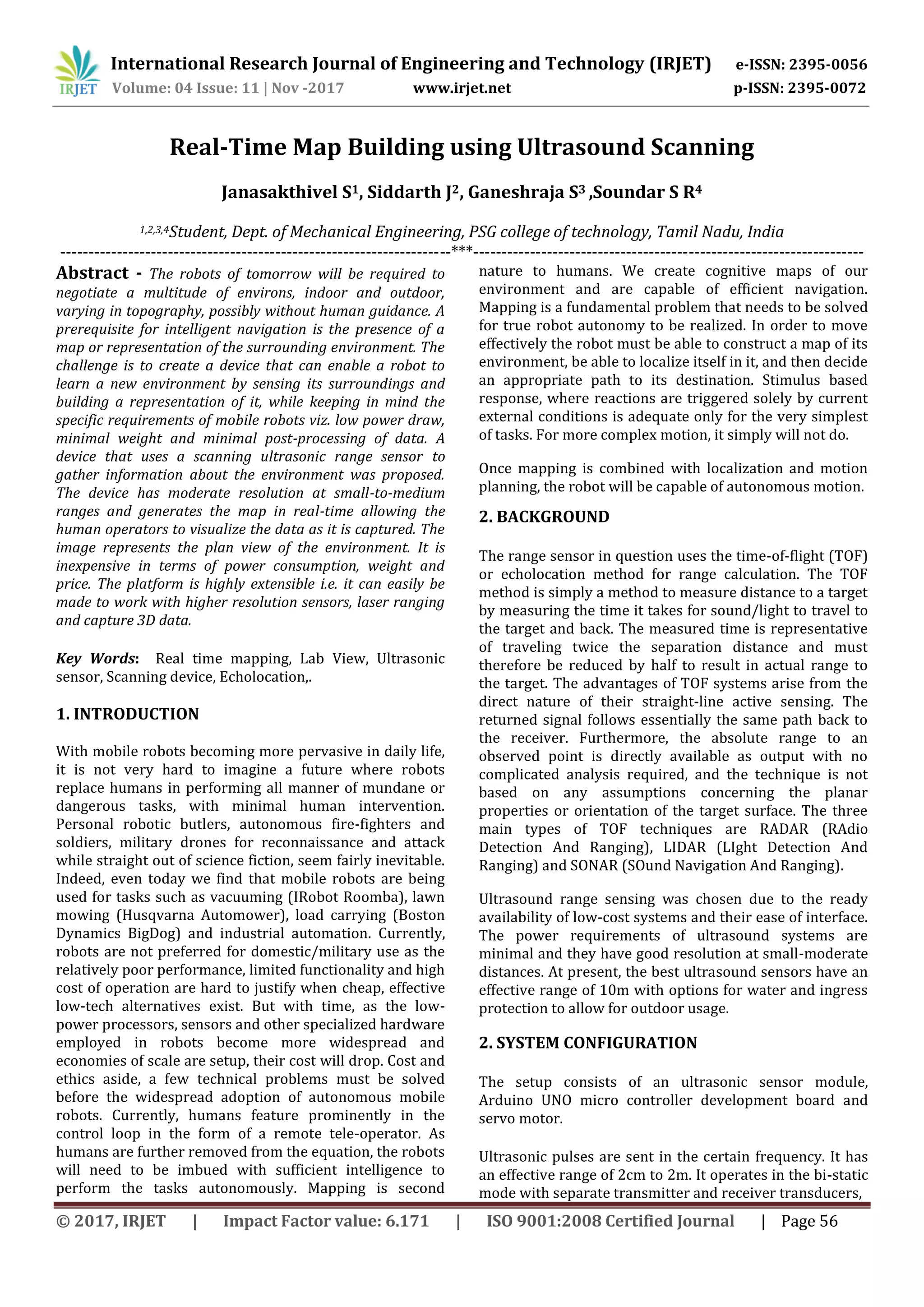 Real-Time Map Building using Ultrasound Scanning | PDF