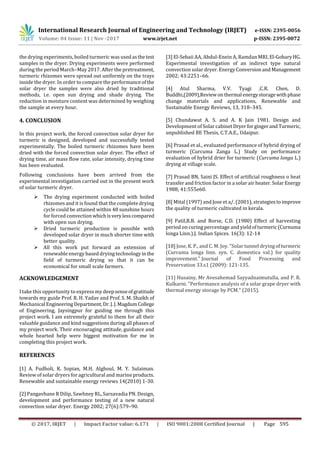 Performance Analysis of Forced Convection Solar Dryer for Turmeric | PDF