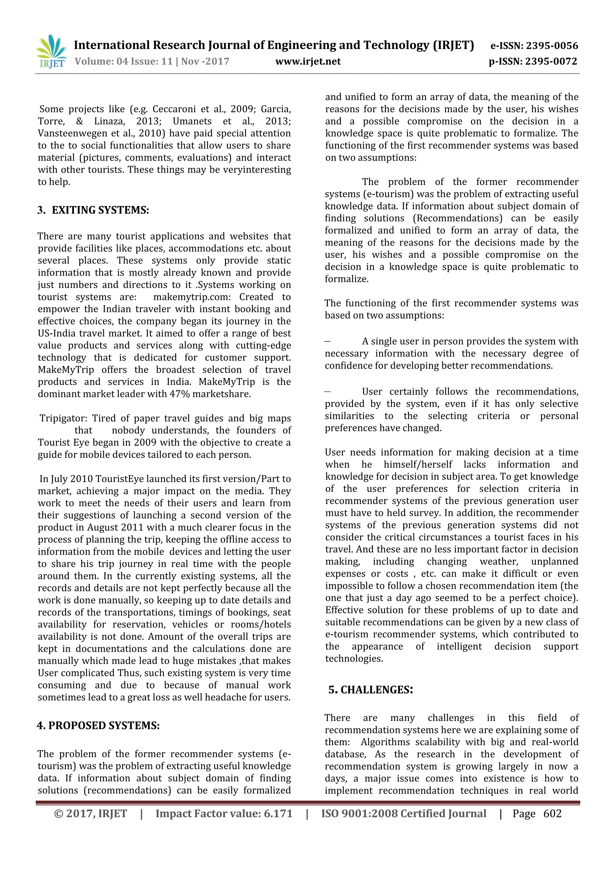 Smart Tourism Recommender System | PDF