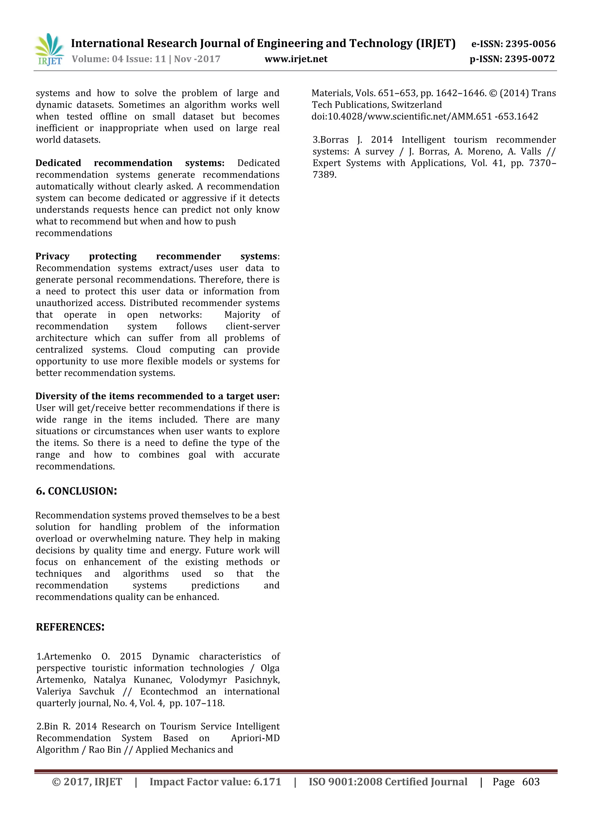 Smart Tourism Recommender System | PDF