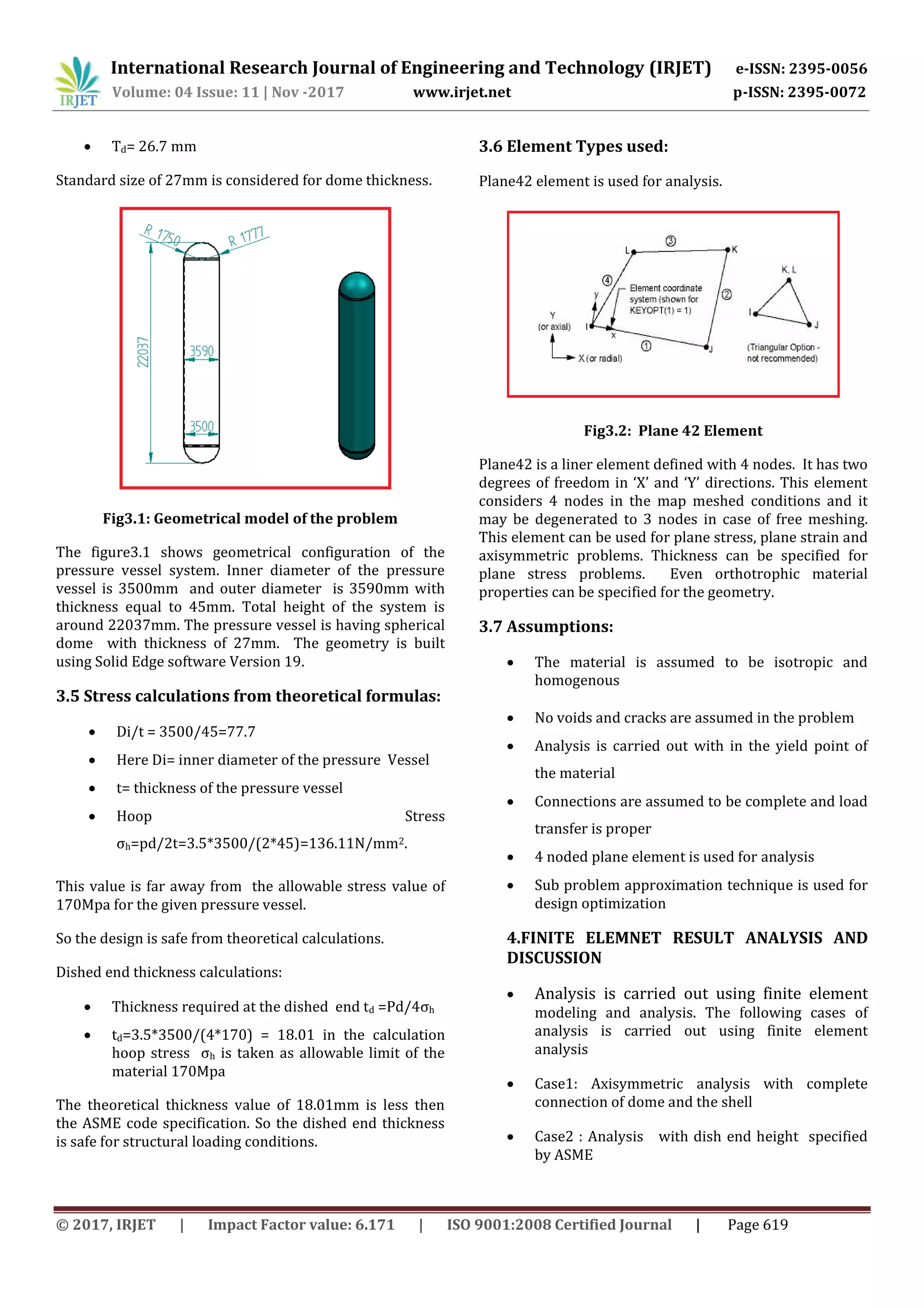 Design of Pressure Vessel using ASME Codes and a Comparative Analysis ...