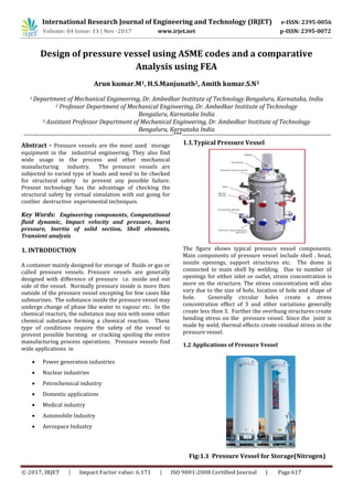 Design of Pressure Vessel using ASME Codes and a Comparative Analysis ...