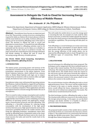 Assessment to Delegate the Task to Cloud for Increasing Energy Efficiency of Mobile Phones | PDF