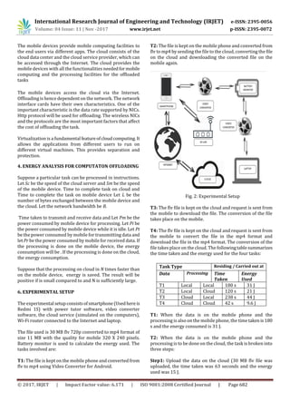 Assessment to Delegate the Task to Cloud for Increasing Energy Efficiency of Mobile Phones | PDF