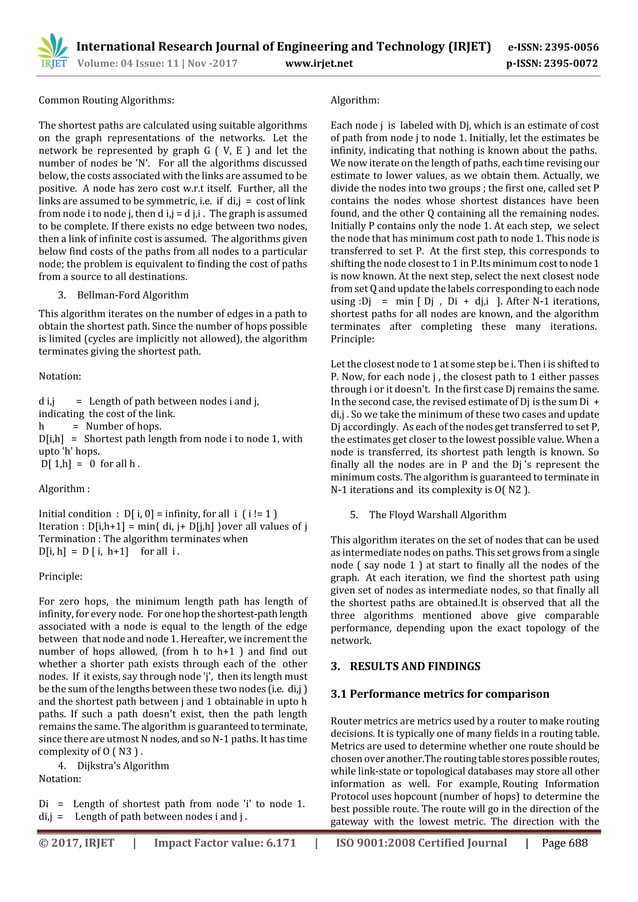Understanding Network Routing Problem and Study of Routing Algorithms and Heuristics through ...