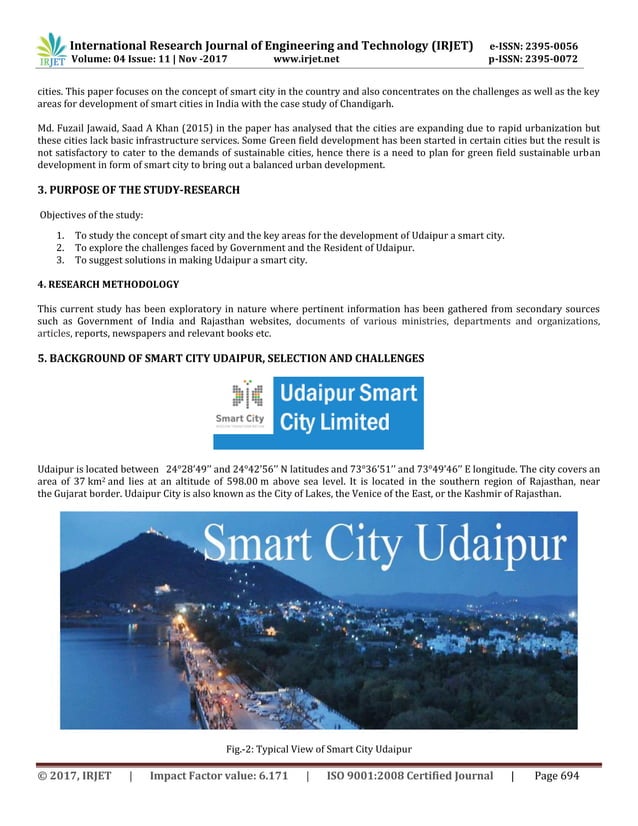 Modernization of an Udaipur City into Smart City for Sustainable ...