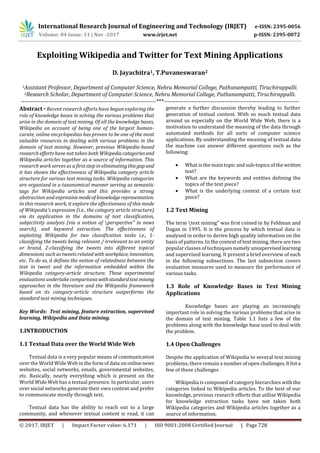 Exploiting Wikipedia and Twitter for Text Mining Applications | PDF | Internet for Beginners ...