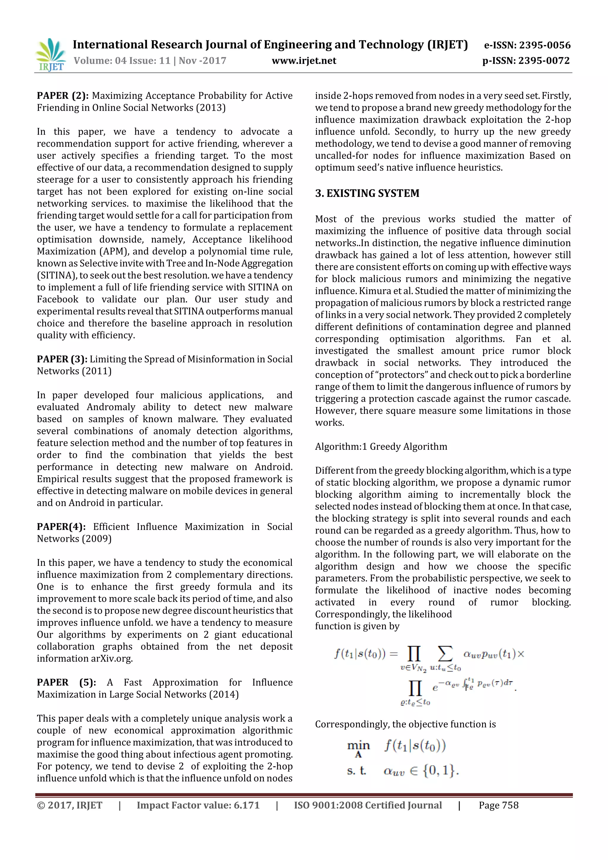 Detection and Minimization Influence of Rumor in Social Network | PDF | Social Networking | Internet