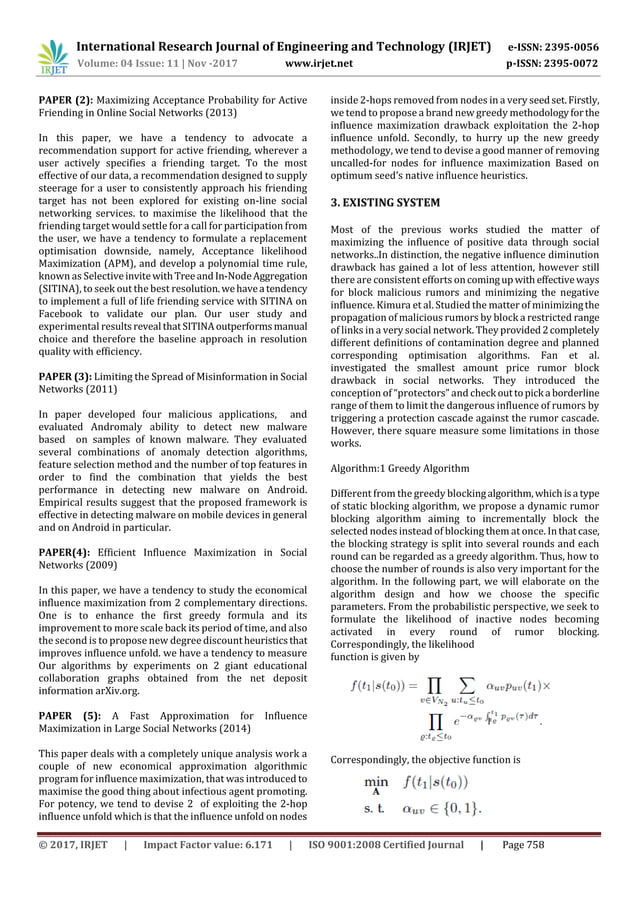 Detection And Minimization Influence Of Rumor In Social Network Pdf