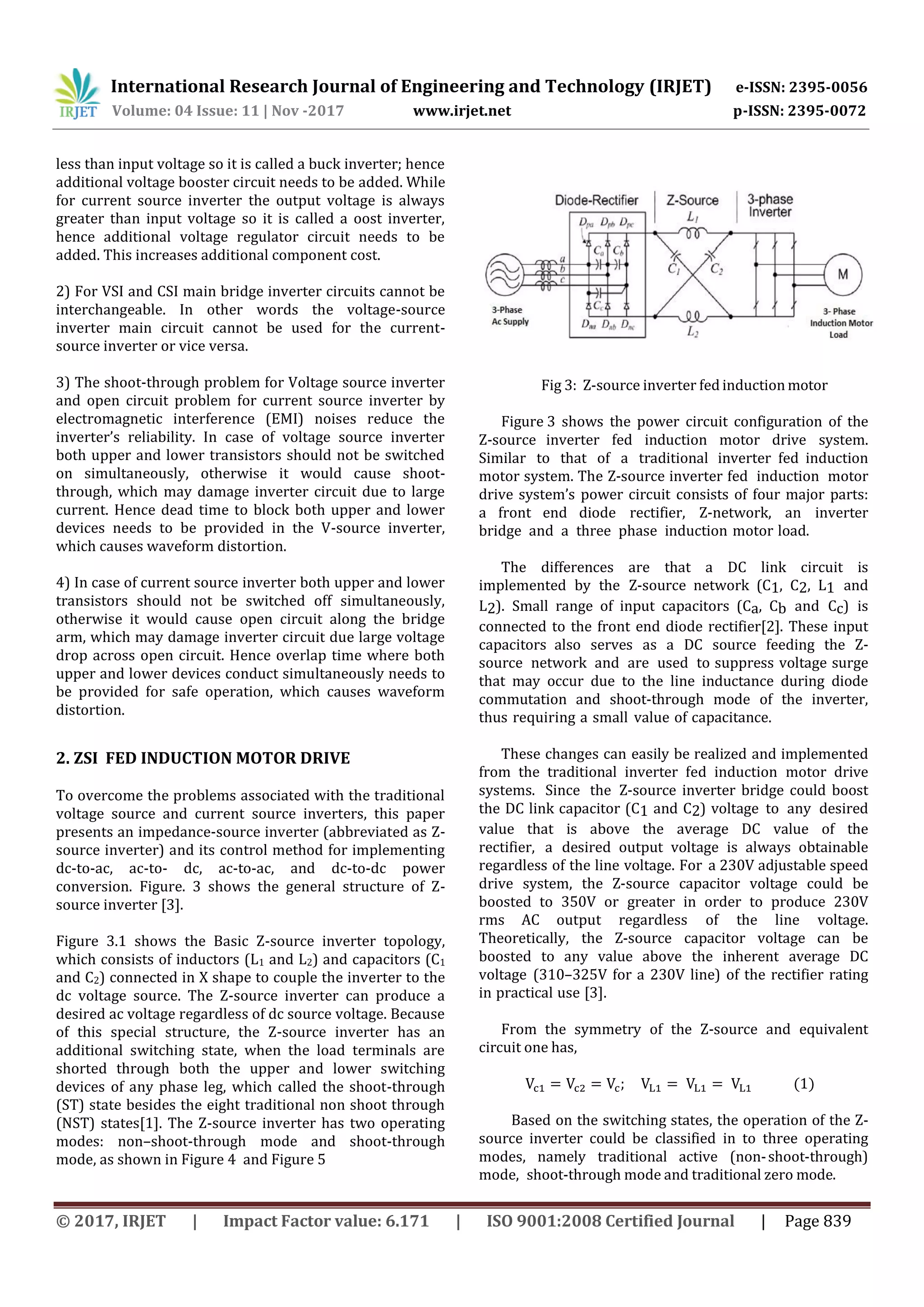 Simulation of Z-Source Inverter for Induction Motor Drive | PDF