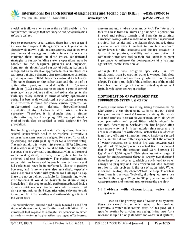 Optimization of Fire Suppression using Fire Dynamics Simulator | PDF