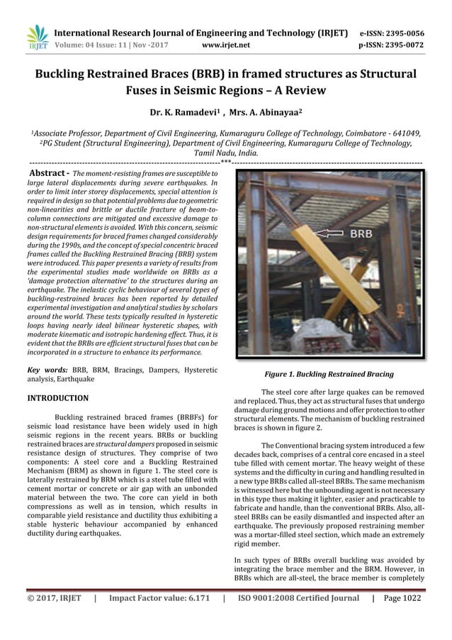 Buckling Restrained Braces (BRB) in framed structures as Structural ...