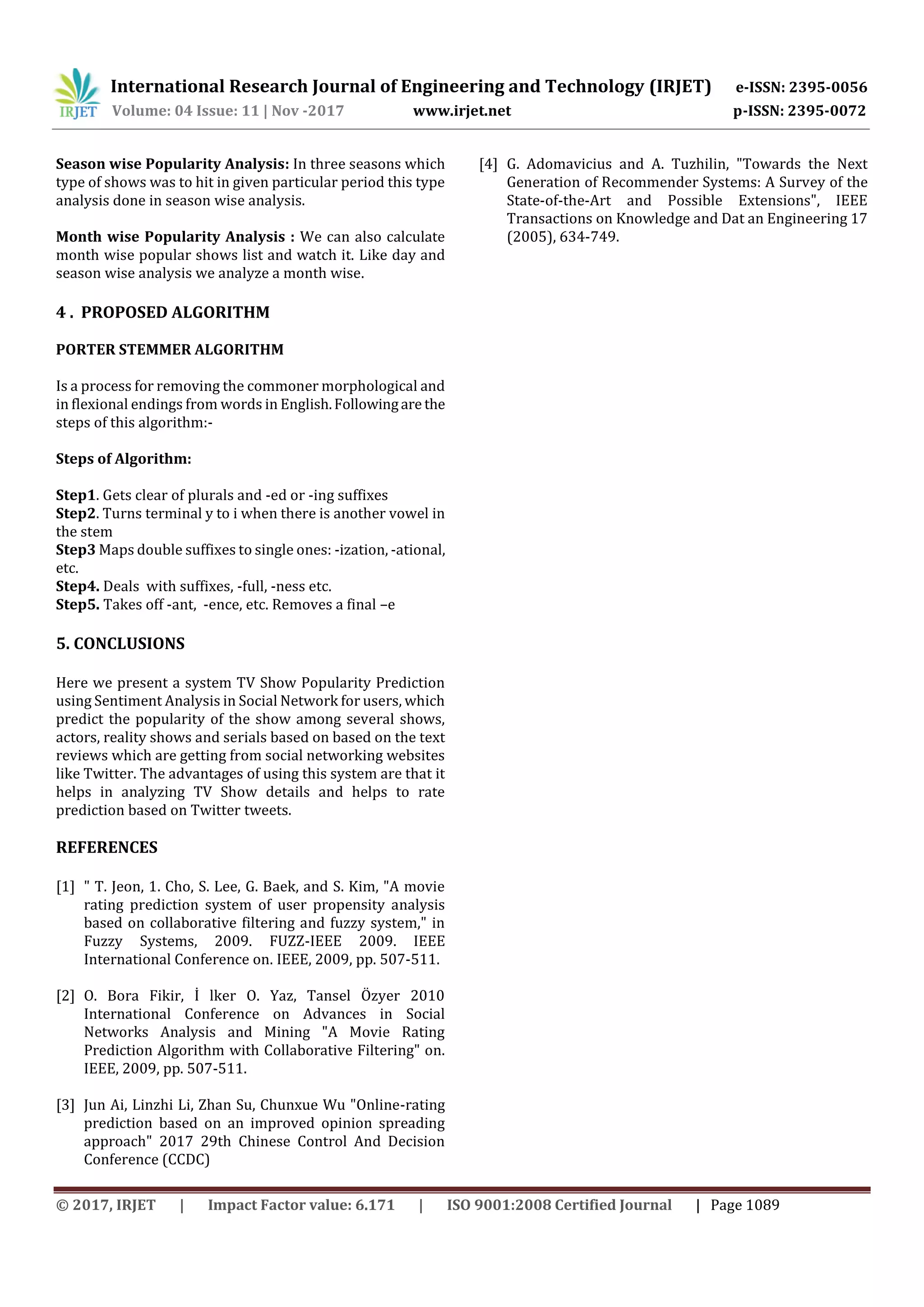 TV Show Popularity Prediction using Sentiment Analysis in Social Network | PDF