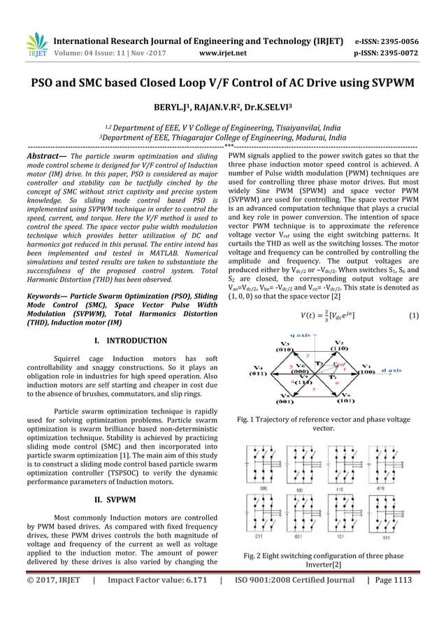 Pso And Smc Based Closed Loop Vf Control Of Ac Drive Using Svpwm Pdf