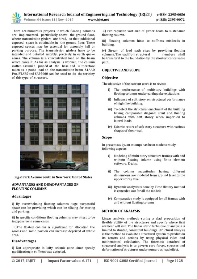 Earthquake Analysis of Multi-Storied Buildings with Floating Columns | PDF