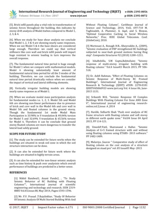 Earthquake Analysis of Multi-Storied Buildings with Floating Columns | PDF