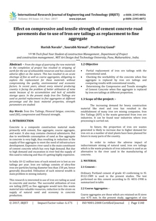 Effect on Compressive and Tensile Strength of Cement Concrete Road ...