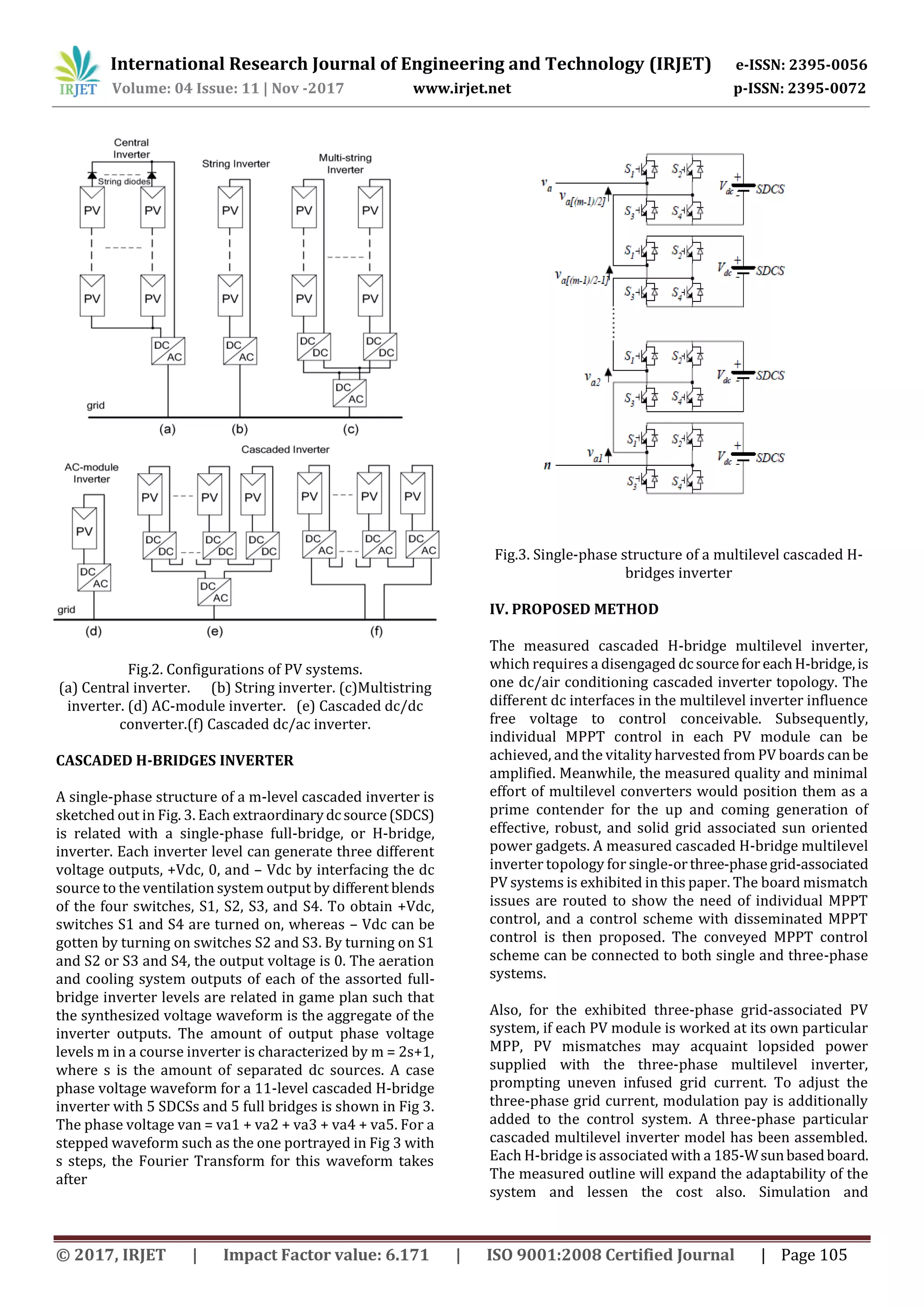 Grid Connected Applications of Modular Cascaded H-Bridge Multilevel PV Inverter with Distributed ...