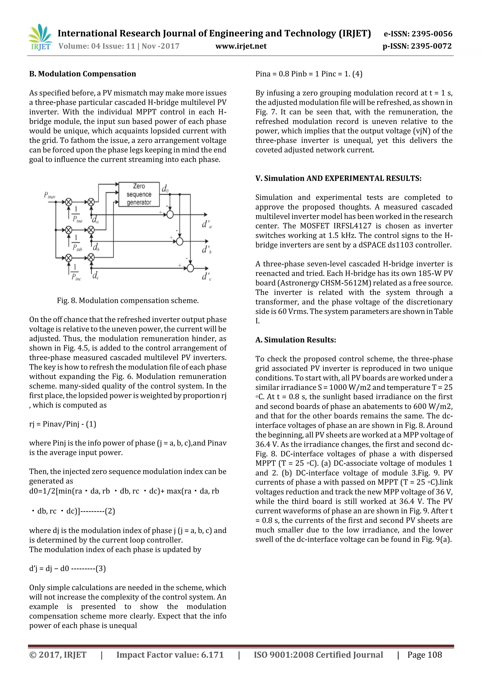 Grid Connected Applications of Modular Cascaded H-Bridge Multilevel PV Inverter with Distributed ...