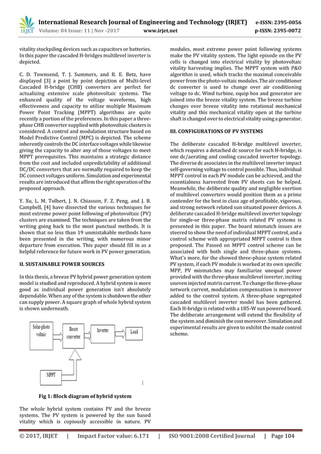 Grid Connected Applications of Modular Cascaded H-Bridge Multilevel PV Inverter with Distributed ...