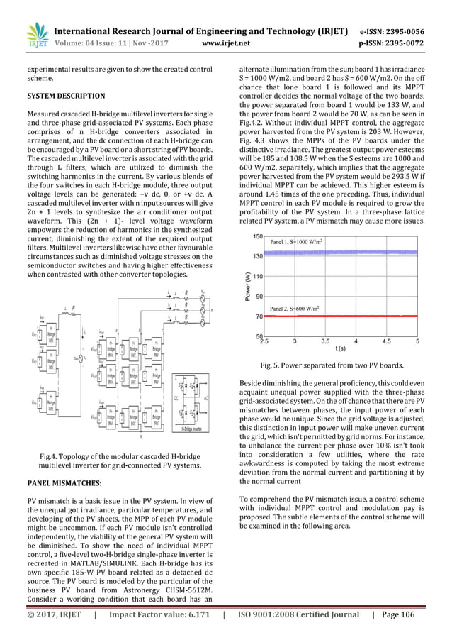 Grid Connected Applications of Modular Cascaded H-Bridge Multilevel PV Inverter with Distributed ...