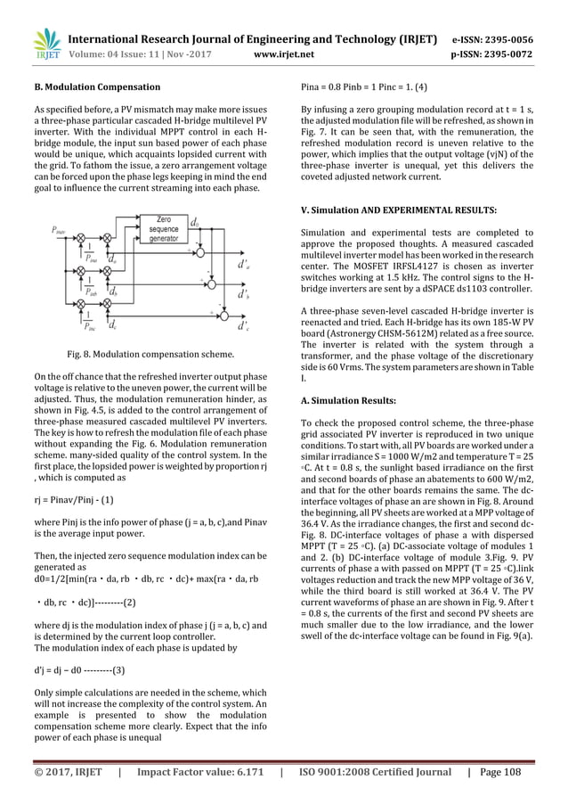 Grid Connected Applications of Modular Cascaded H-Bridge Multilevel PV Inverter with Distributed ...