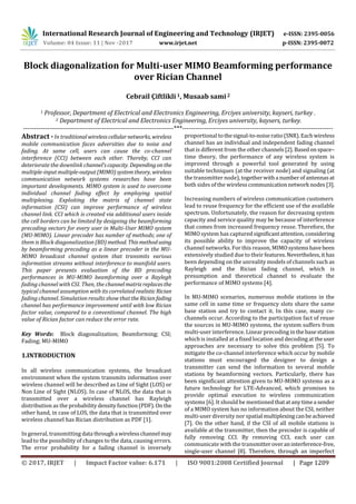Block diagonalization for Multi-user MIMO Beamforming Performance over Rician Channel | PDF