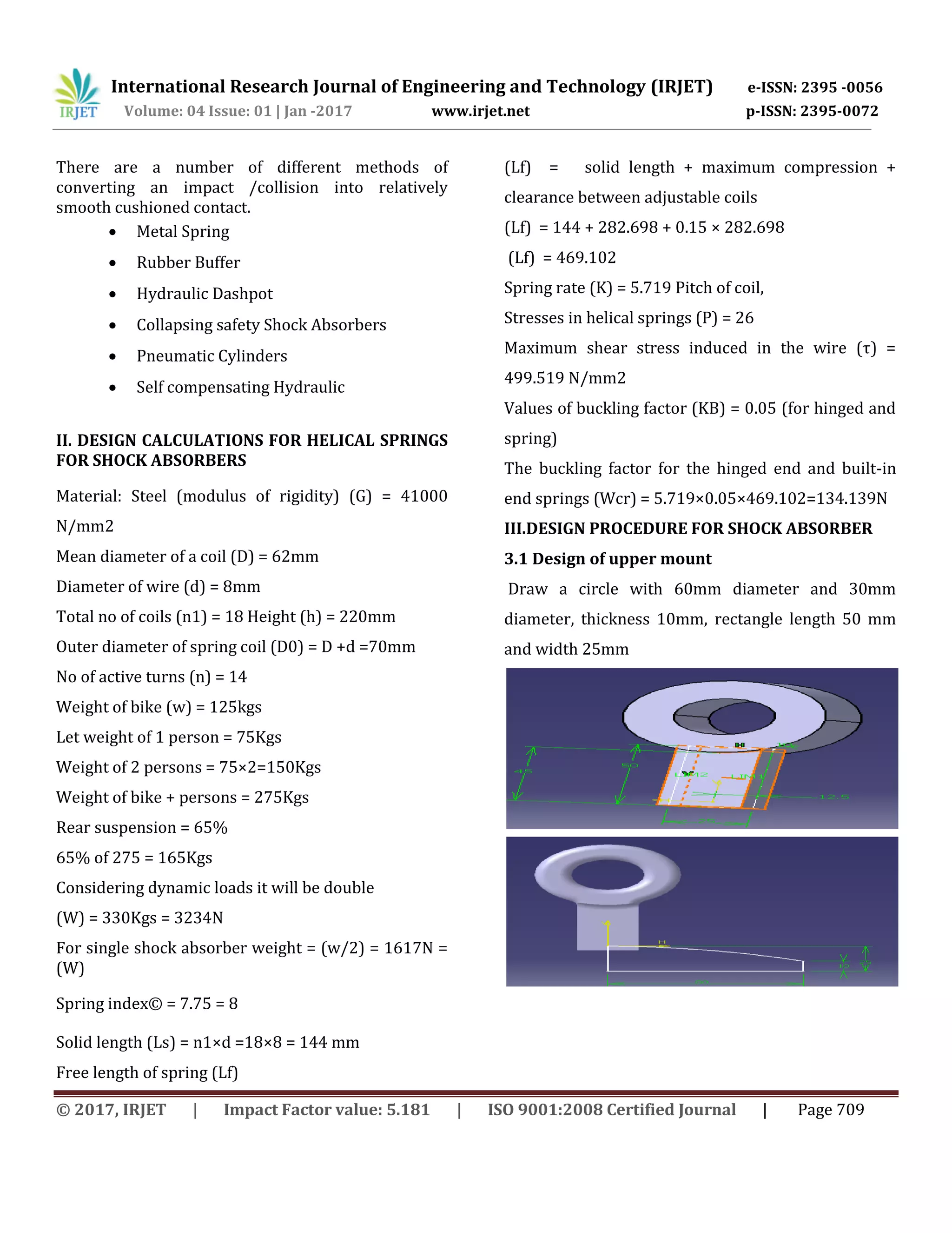 Design and Analysis of Shock Absorber | PDF