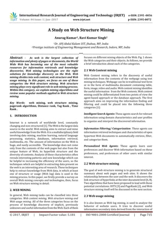 A Study on Web Structure Mining | PDF