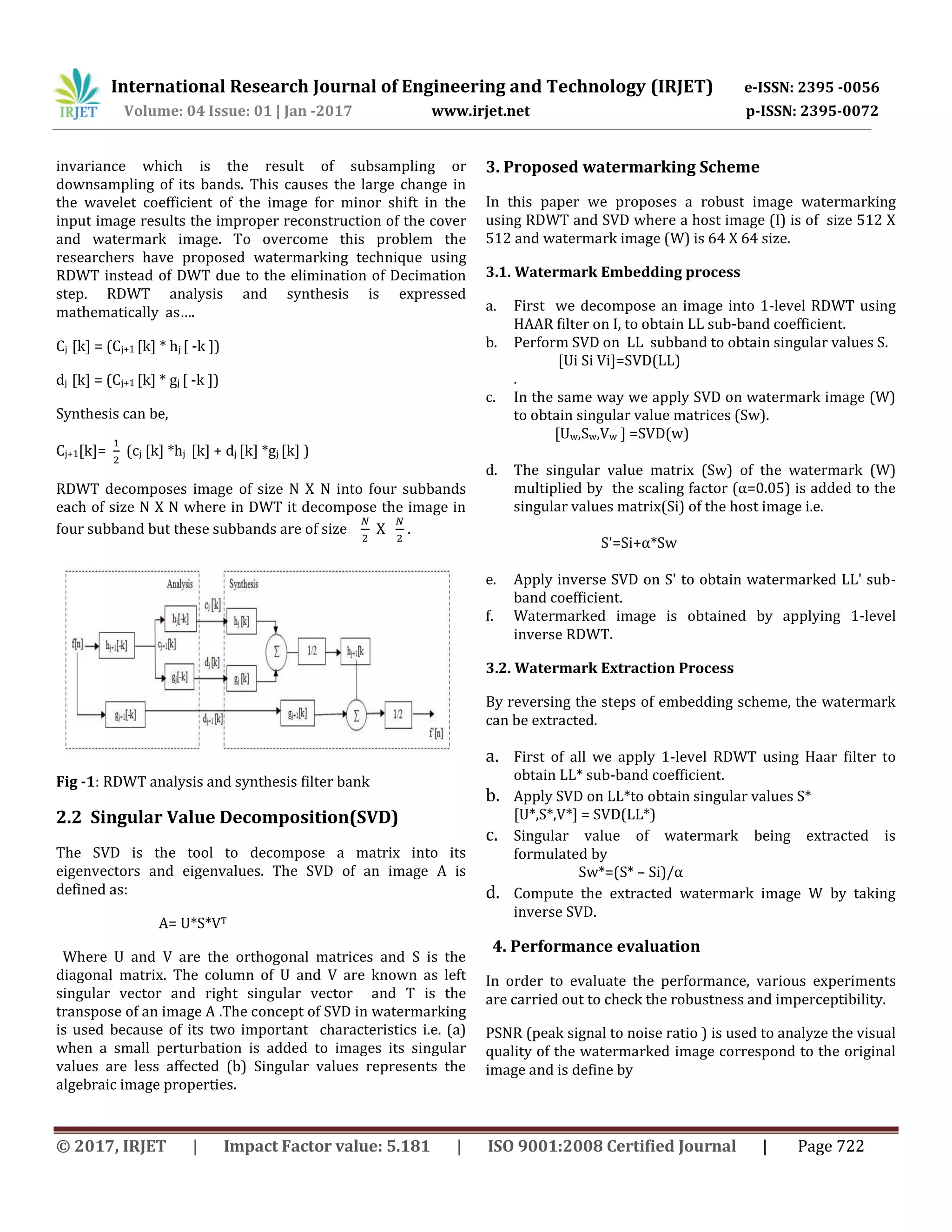 Watermarking Scheme Based On Redundant Discrete Wavelet Transform And