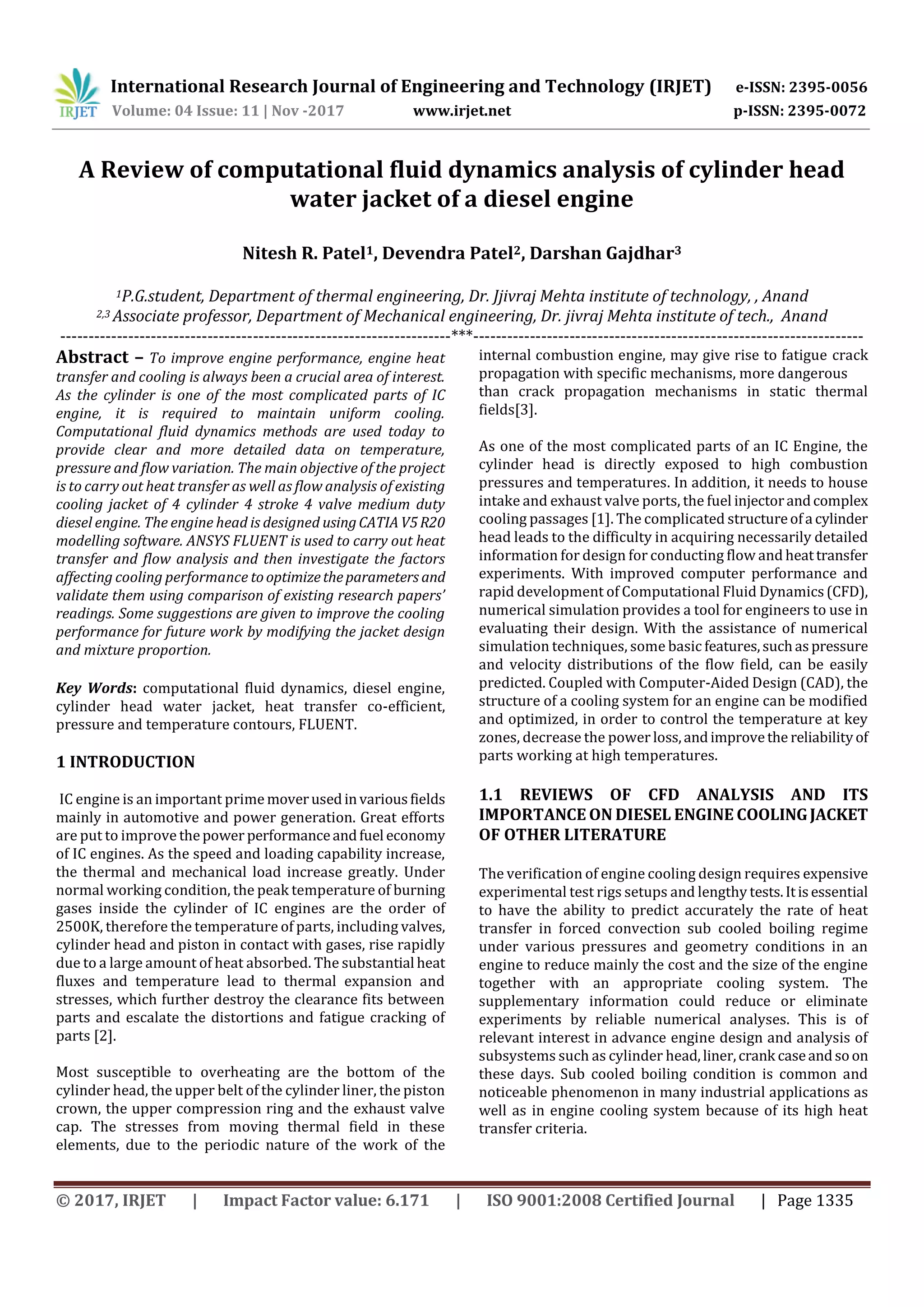 A Review Of Computational Fluid Dynamics Analysis Of Cylinder Head