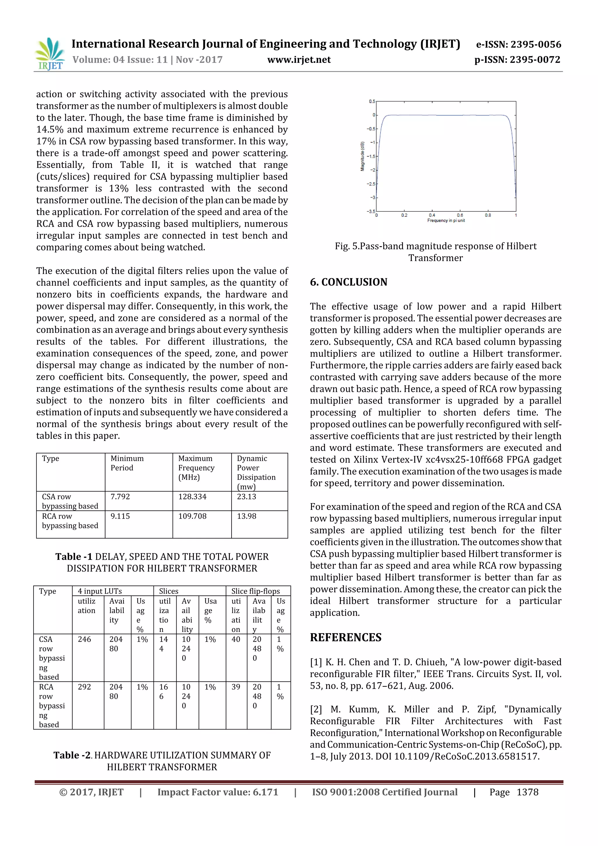 Design of Low Power Reconfigurable IIR filter with Row Bypassing Multiplier | PDF