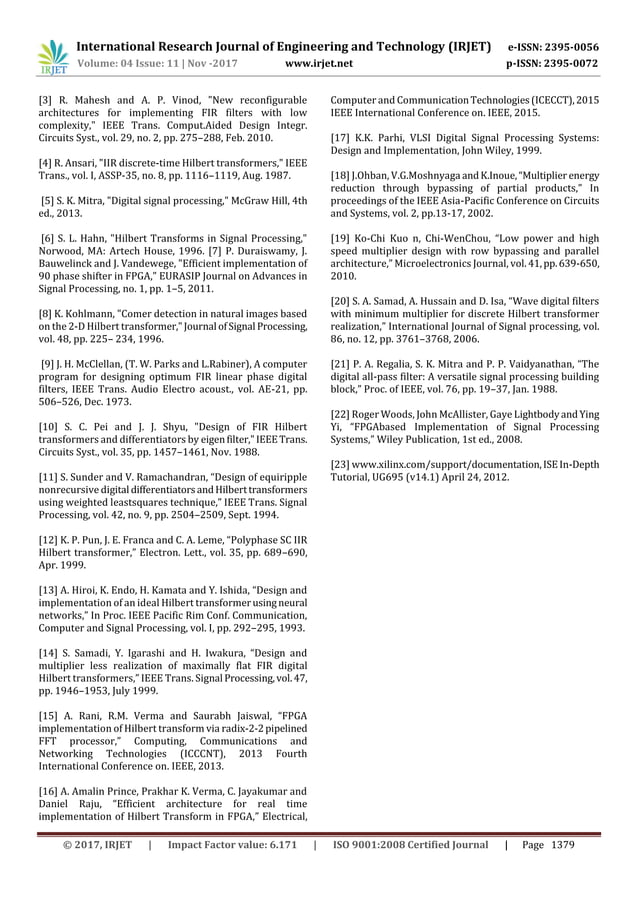 Design of Low Power Reconfigurable IIR filter with Row Bypassing Multiplier | PDF