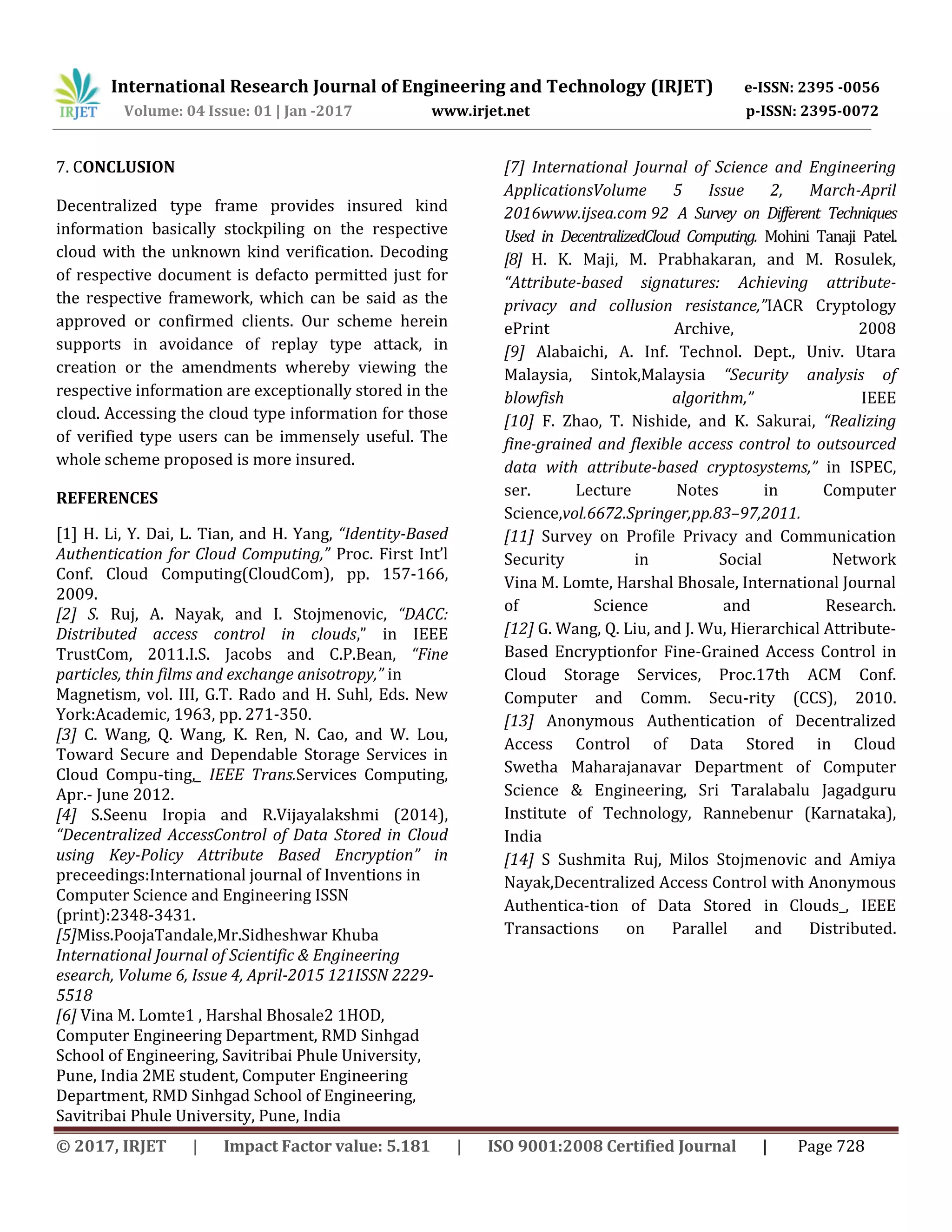 Secure Multi Authority Data Access Control System in Cloud Computing | PDF