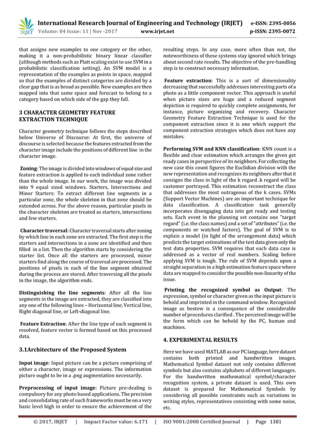 Recognition of Handwritten Mathematical Equations | PDF