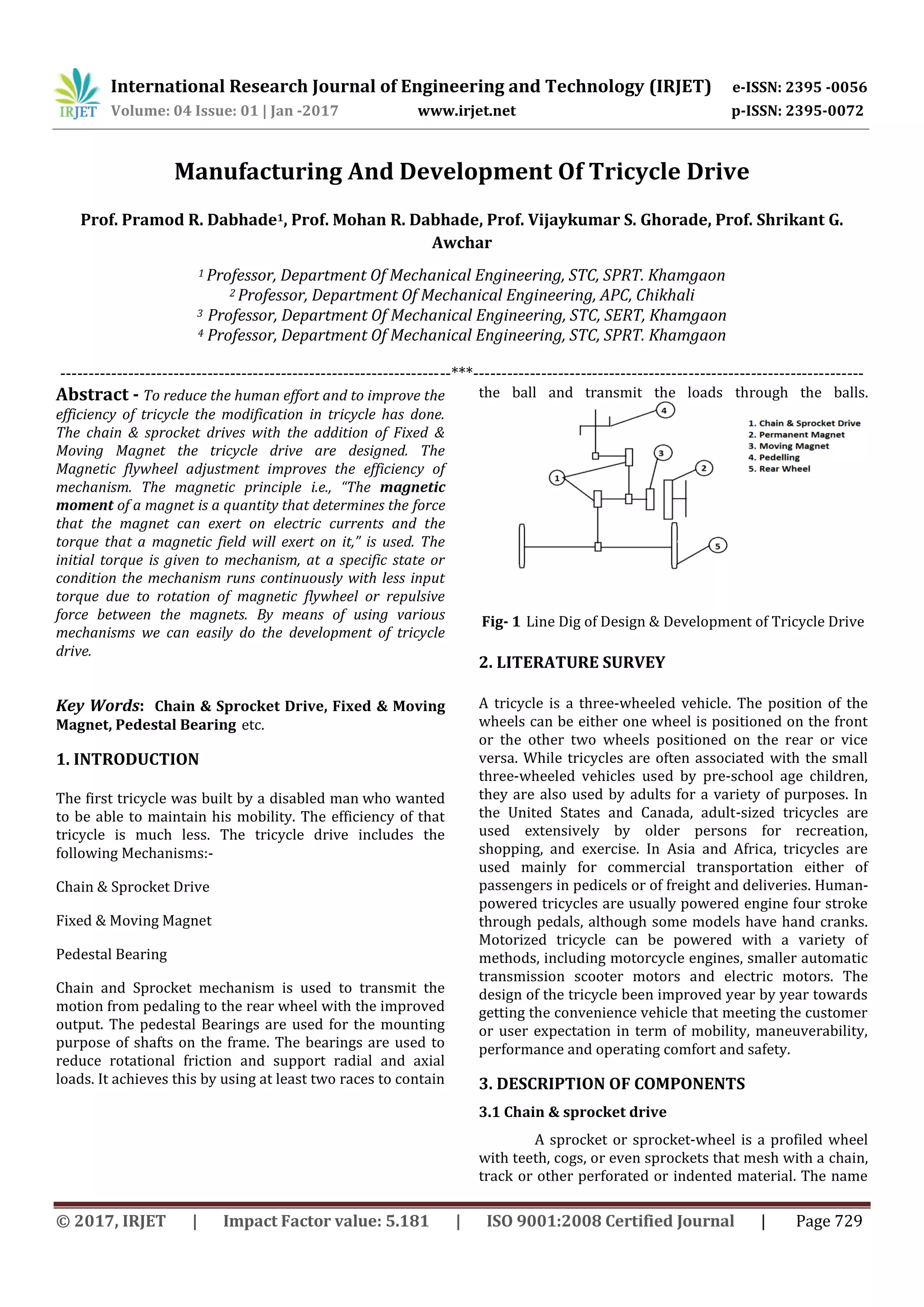 Manufacturing And Development Of Tricycle Drive | PDF