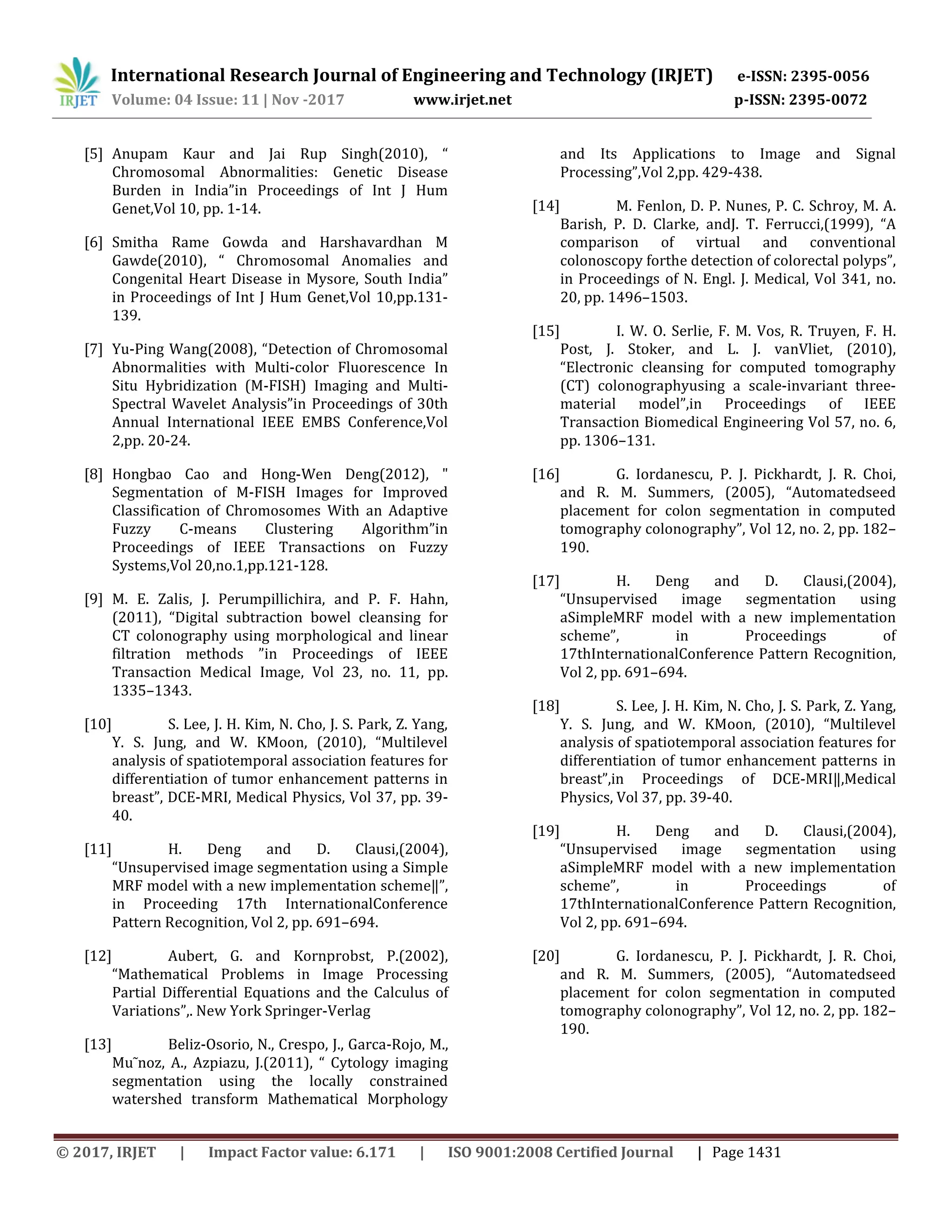 Genetic Algorithm Based Analysis Of Rigid And Non Rigid Medical Images Pdf