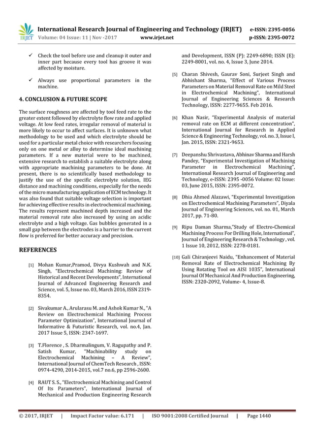 Experimental Investigation of Machining Parameter in Electrochemical Machining | PDF