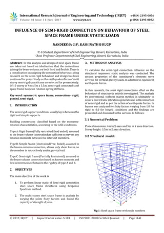 Influence of Semi-Rigid Connection on Behaviour of Steel Space Frame Under Static Loads | PDF