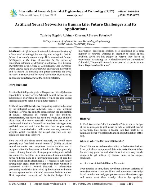 Artificial Neural Networks in Human Life: Future Challenges and its Applications | PDF