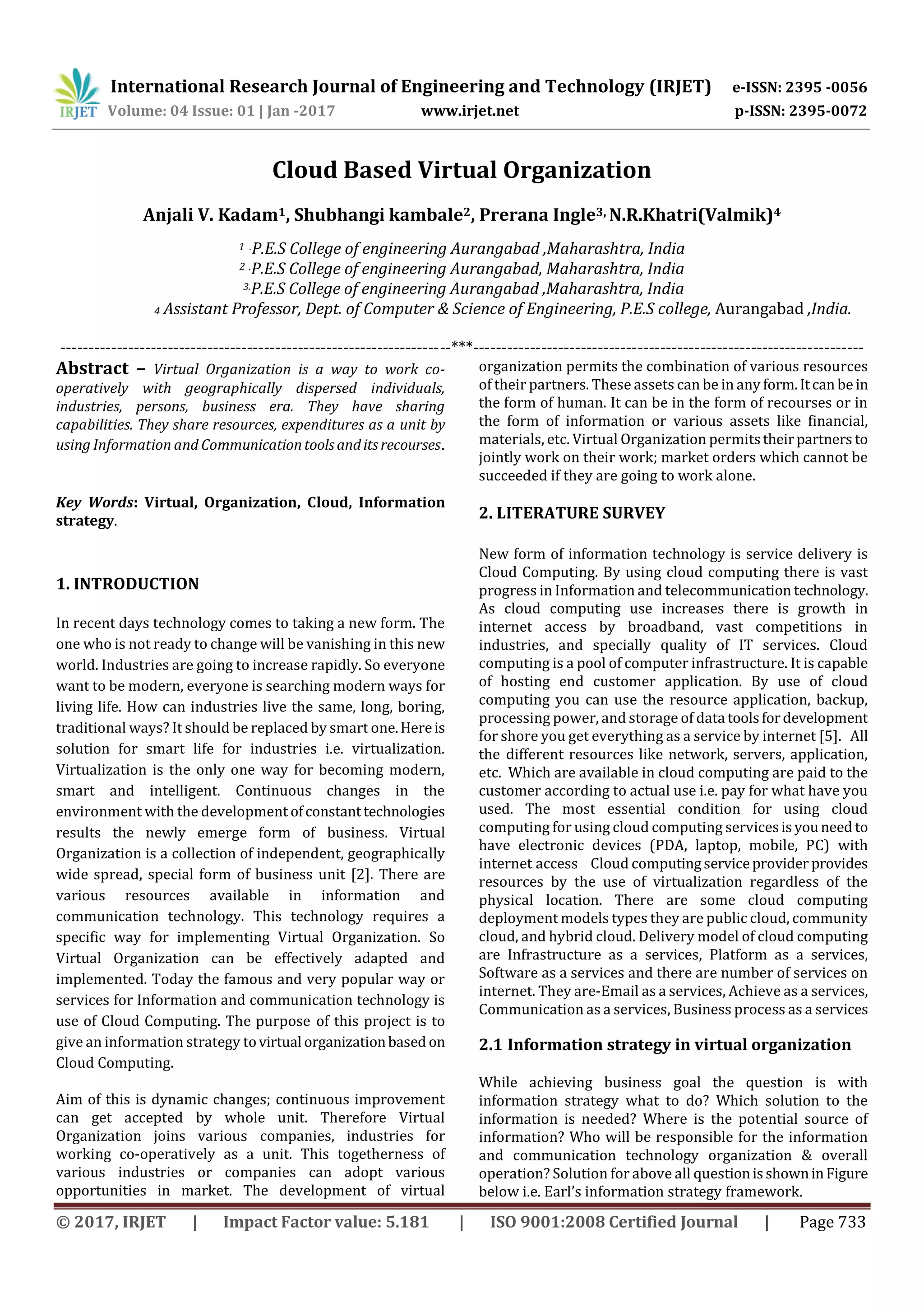 Cloud Based Virtual Organization | PDF | Cloud Computing | Internet