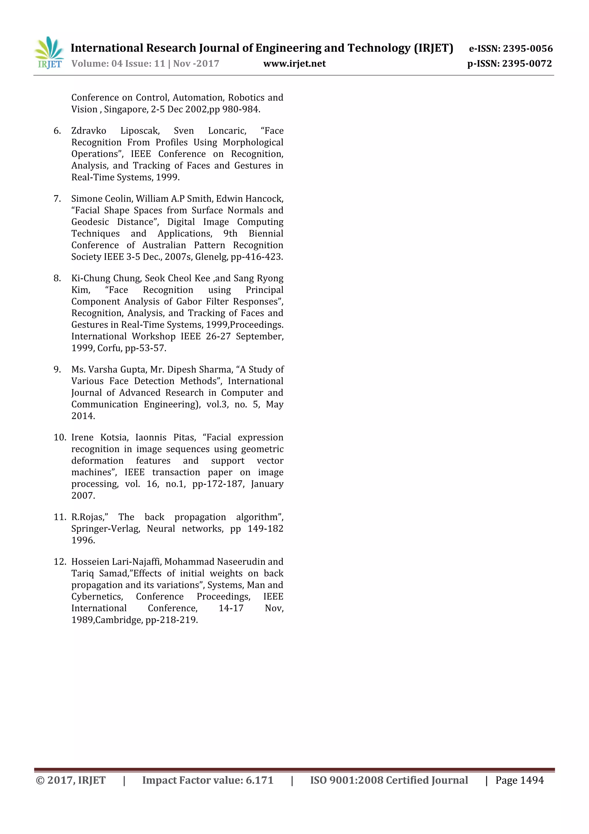 Face Detection and Recognition using Back Propagation Neural Network (BPNN) | PDF
