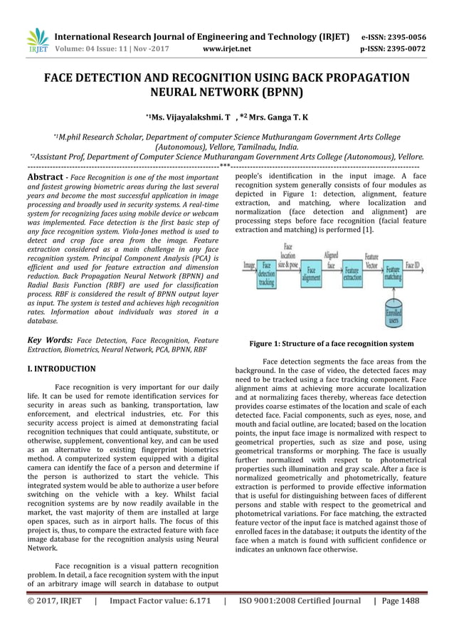 Face Detection and Recognition using Back Propagation Neural Network (BPNN) | PDF