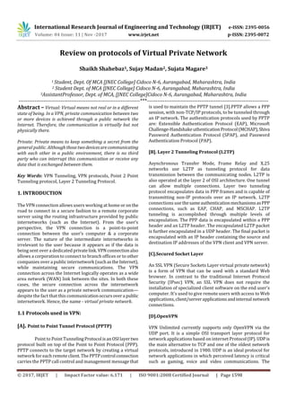 Review on Protocols of Virtual Private Network | PDF