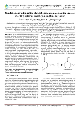 Simulation and Optimization of Cyclohexanone Ammoximation Process Over ...