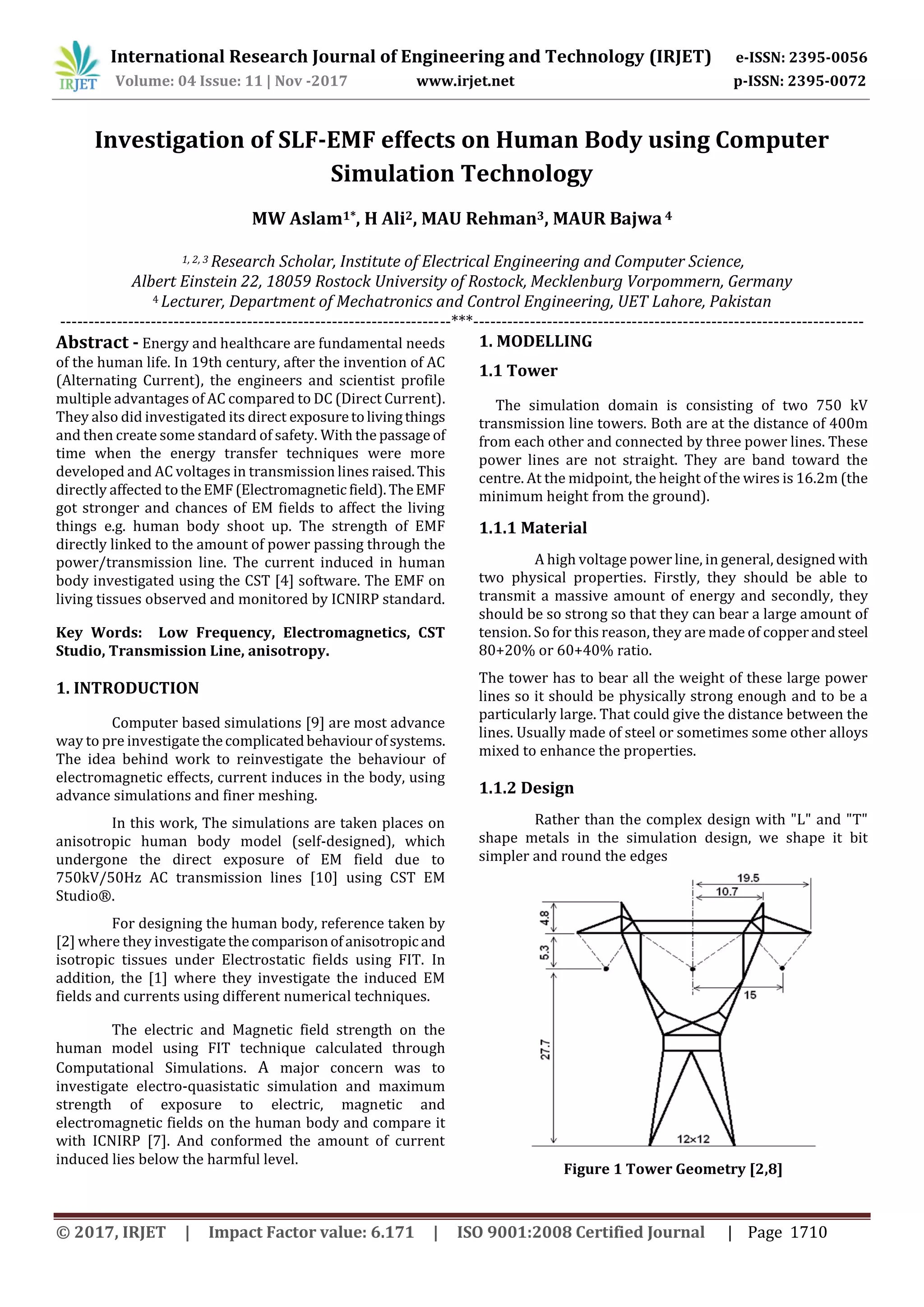 Investigation of SLF-EMF effects on Human Body using Computer ...